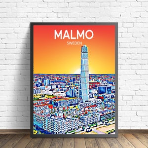 Malmo Sweden Art Poster Sunset / Night Poster Art Print, Malmo City ...