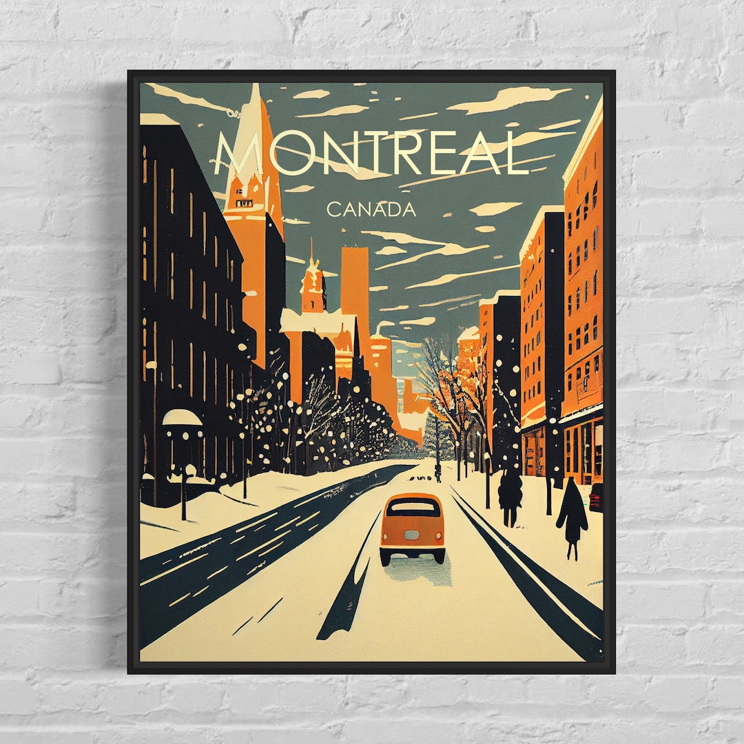 Montreal Canada Retro Art Print, Montreal Wall Art Illustration ...