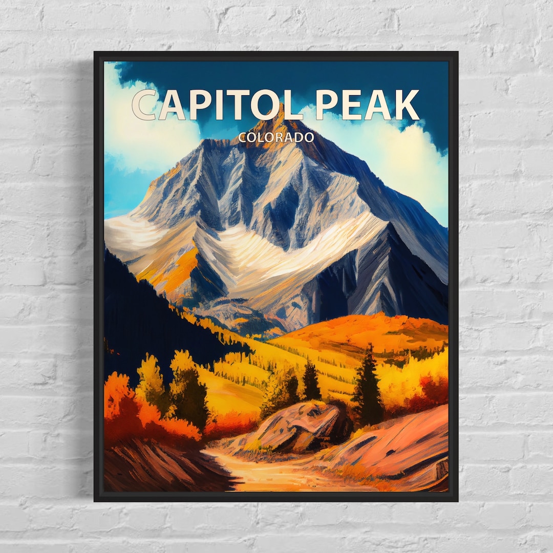 Capitol Peak Colorado Retro Art Print, Capitol Peak Wall Art Painting ...