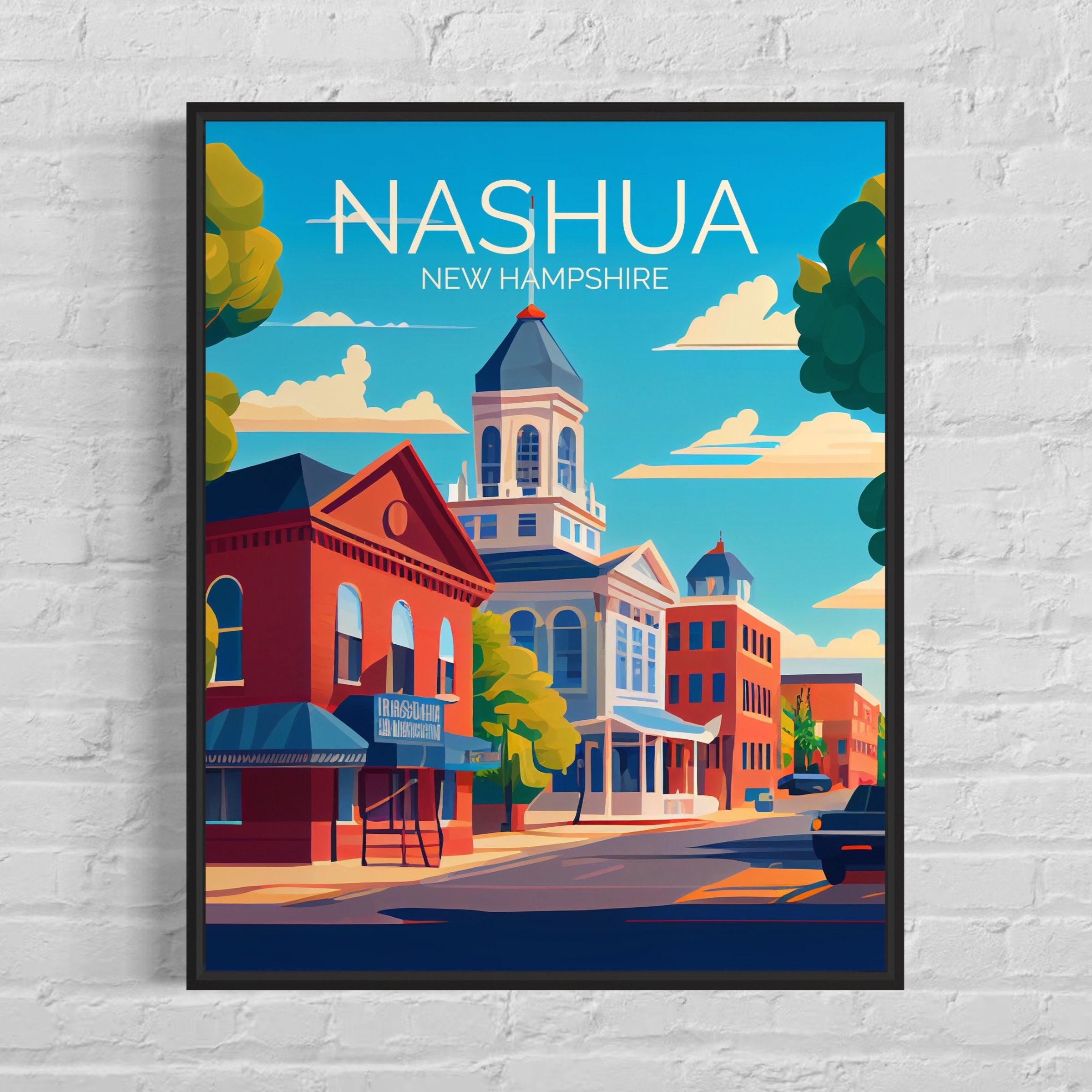 Nashua New Hampshire Retro Art Print Nashua Wall Art - Etsy
