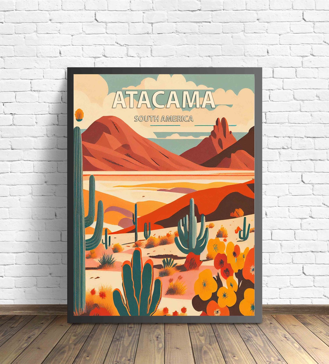 Atacama South America Retro Art Print, Atacama Wall Art Illustration ...