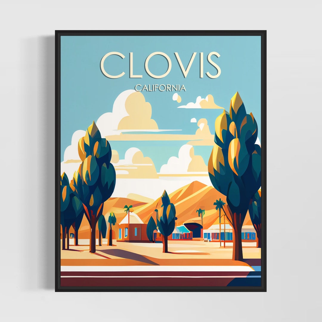 Clovis California Retro Art Print, Clovis Art Illustration, Clovis ...