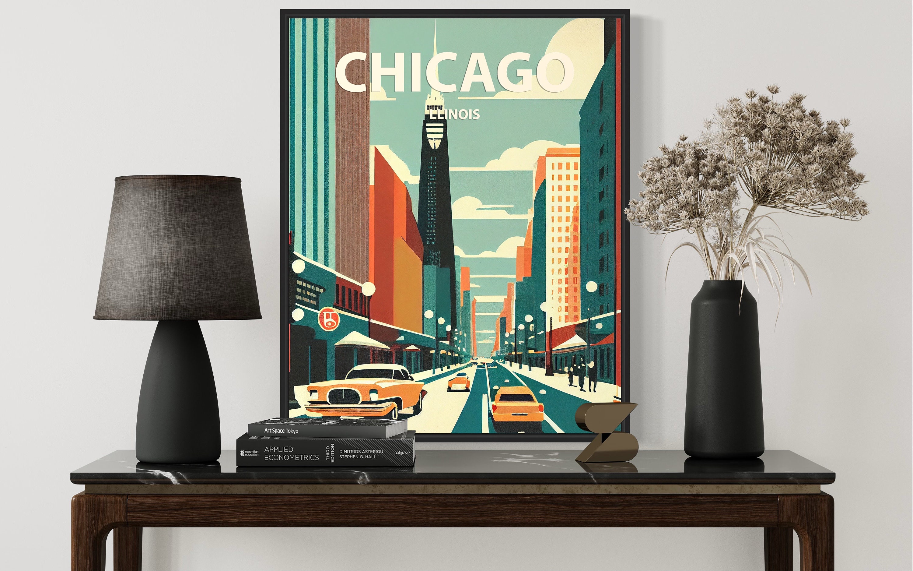 Chicago Illinois Retro Art Print Chicago Wall Art - Etsy