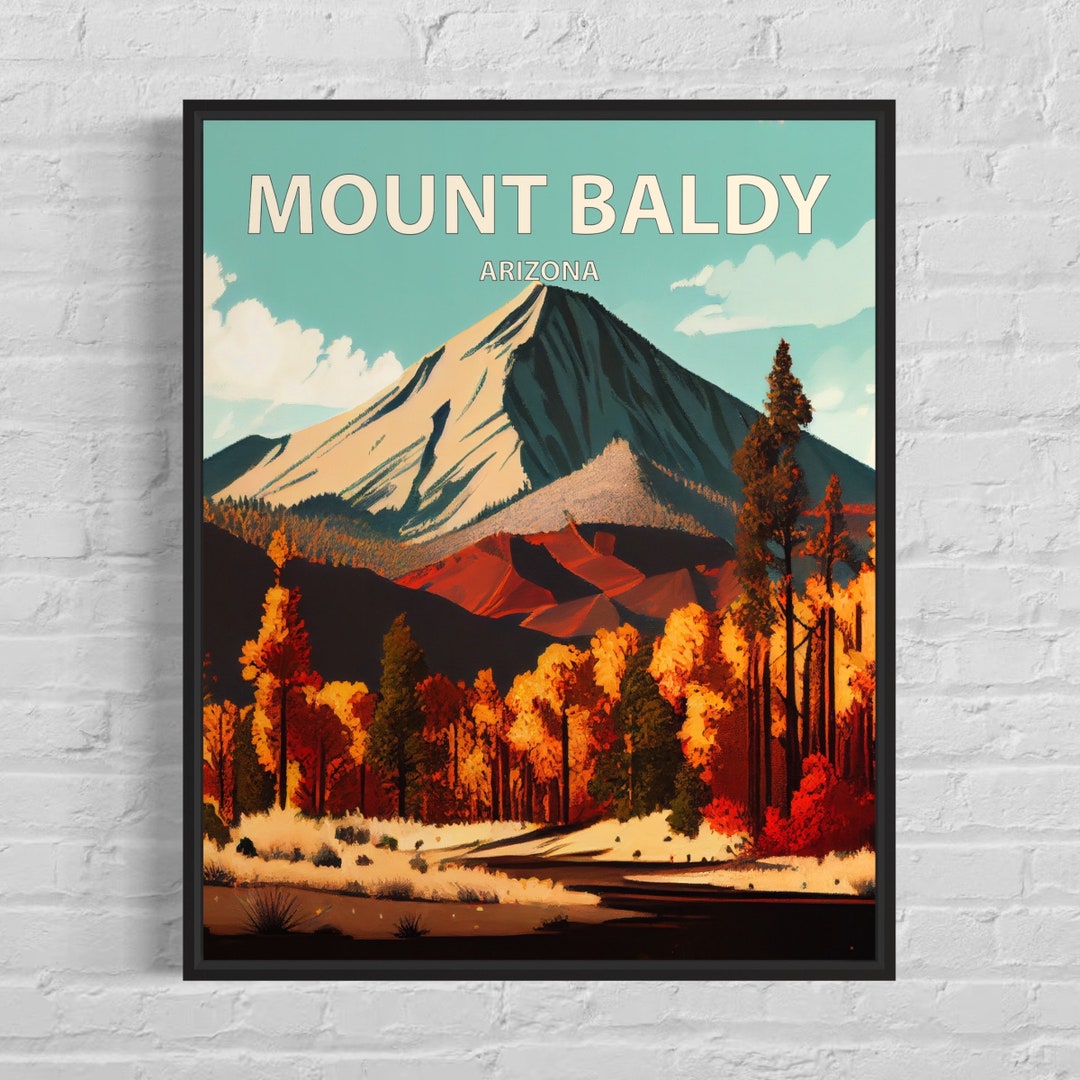 Mount Baldy Arizona Retro Art Print, Mount Baldy Wall Art Painting ...