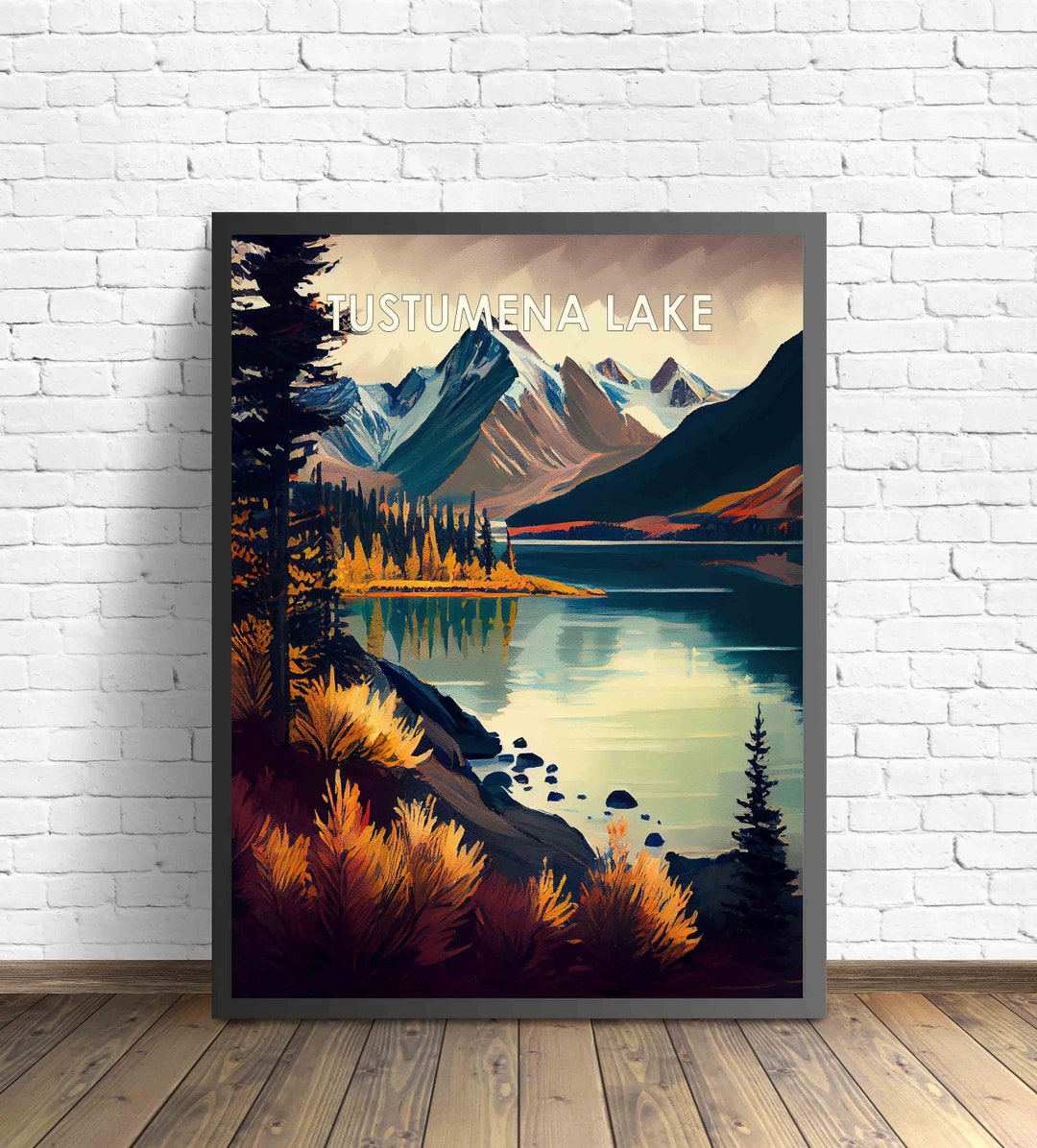 Tustumena Lake Alaska Retro Art Print, Tustumena Lake Alaska Wall Art ...