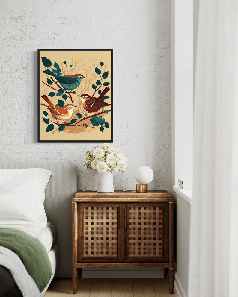 Wrens Retro Art Print Wrens Illustration Wrens Vintage - Etsy