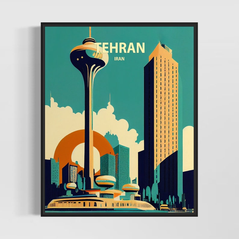 Tehran Iran Retro Art Print Tehran Wall Art Illustration - Etsy