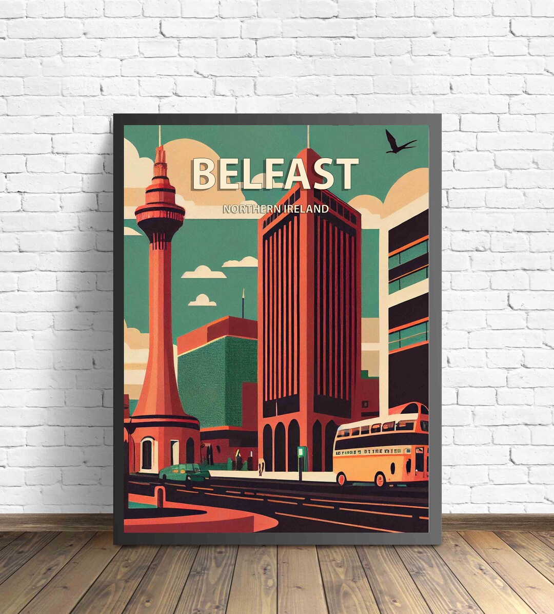 Belfast Northern Ireland Retro Art Print, Belfast Wall Art Illustration ...