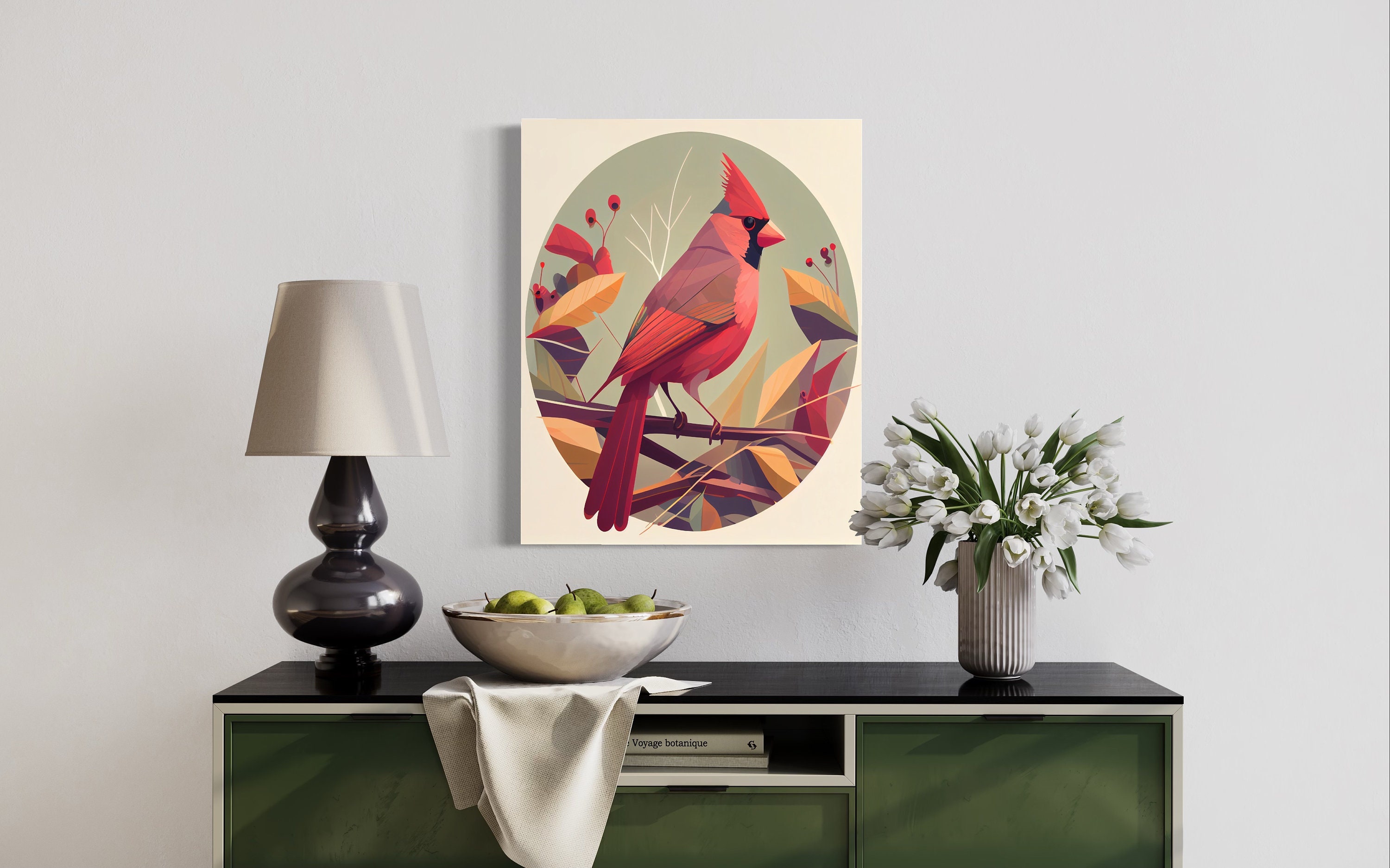 Red Cardinal Retro Art Print Red Cardinal Illustration Red - Etsy
