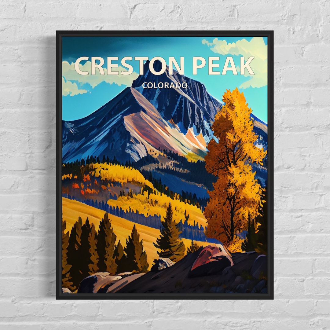 Creston Peak Colorado Retro Art Print, Creston Peak Wall Art Painting ...