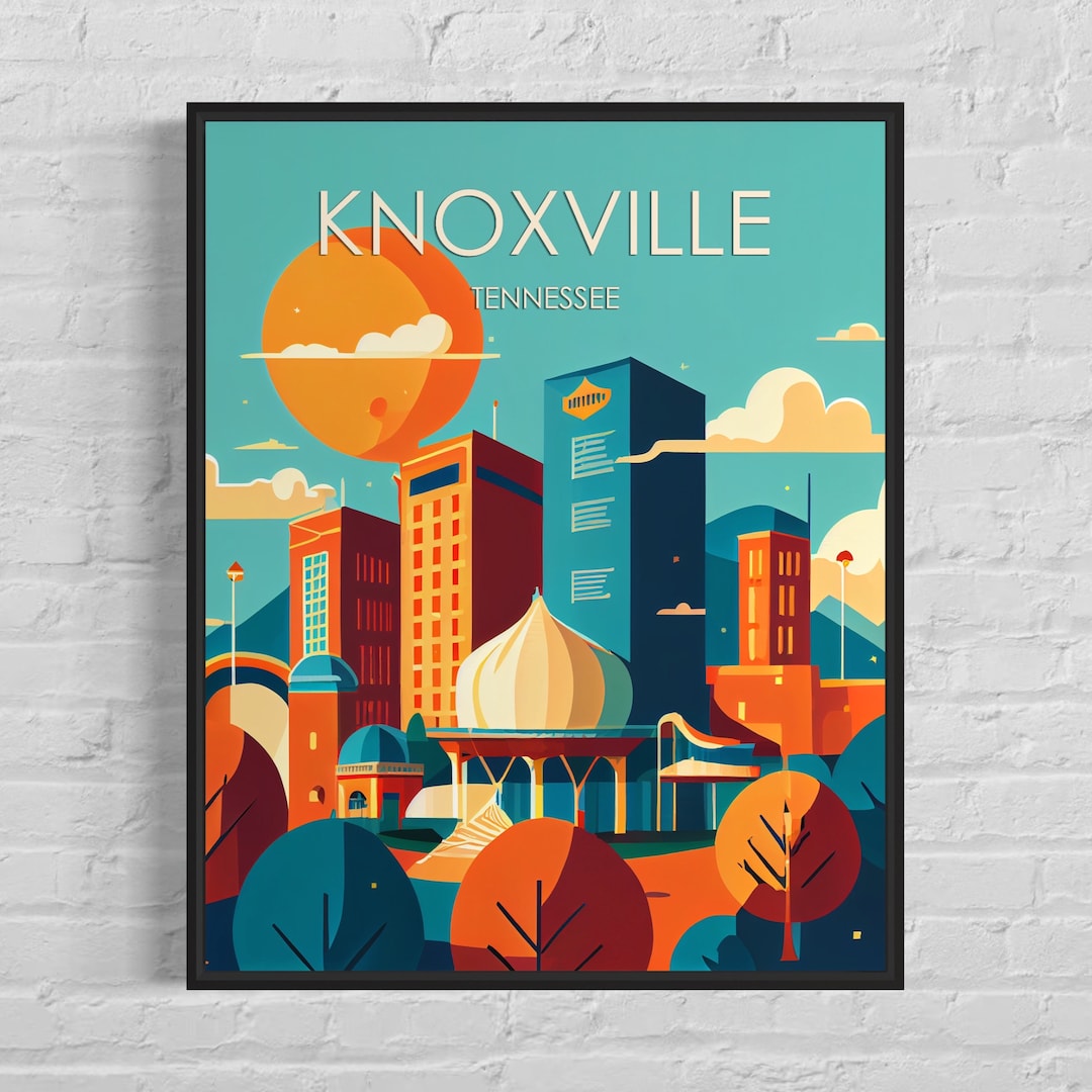 Knoxville Tennessee Retro Art Print, Knoxville Wall Art Illustration ...