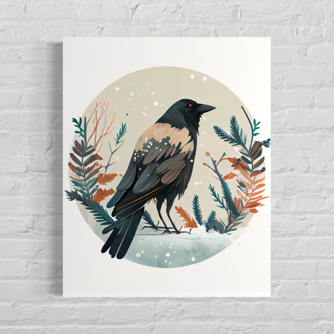 Black Crow Art Print, Black Crow Illustration, Black Crow Vintage ...