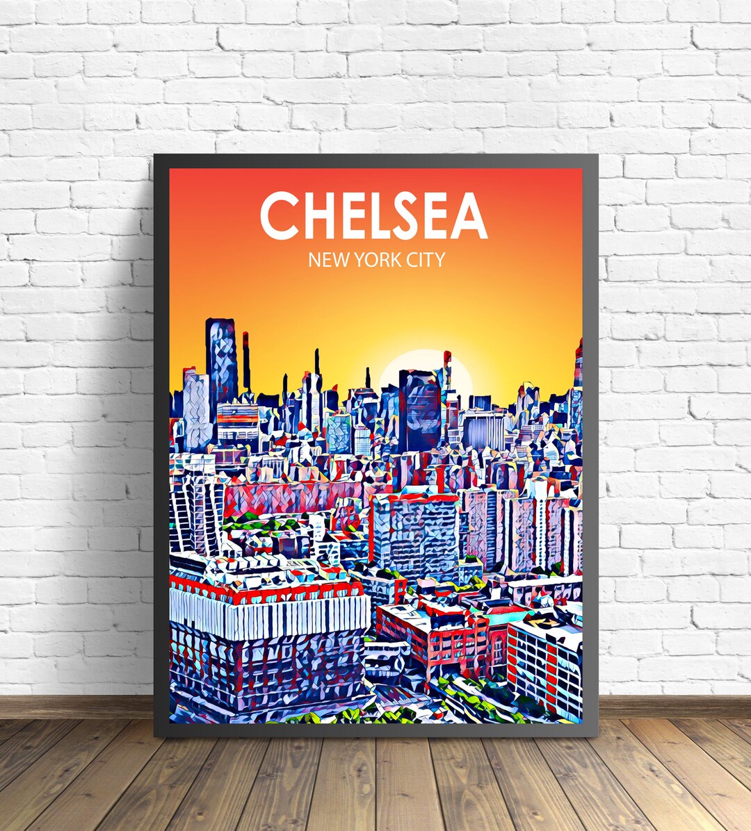 Chelsea New York City Art Poster Sunset / Night Landscape Poster Print ...