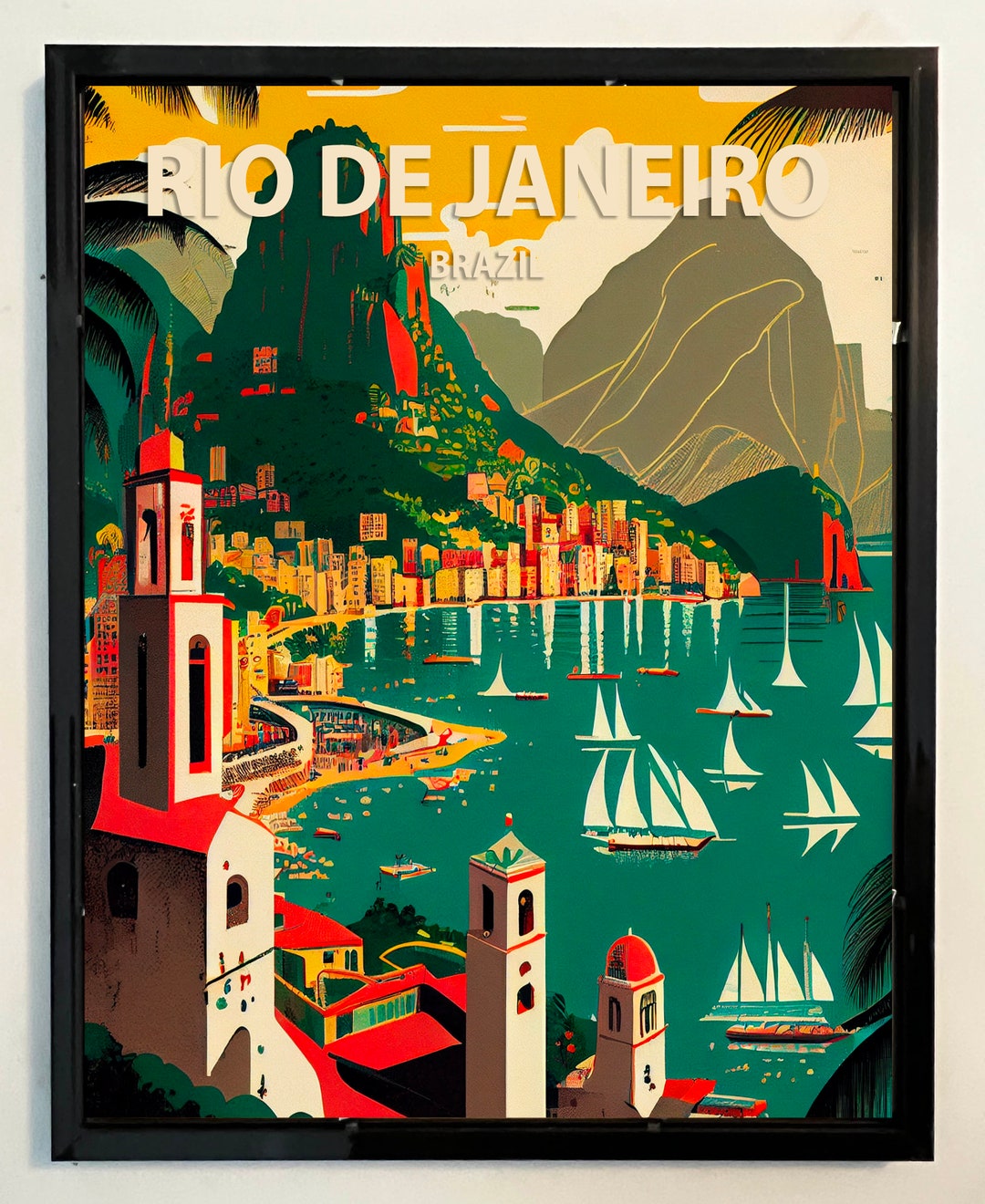 Rio De Janeiro Brazil Retro Art Print, Rio De Janeiro Wall Art ...