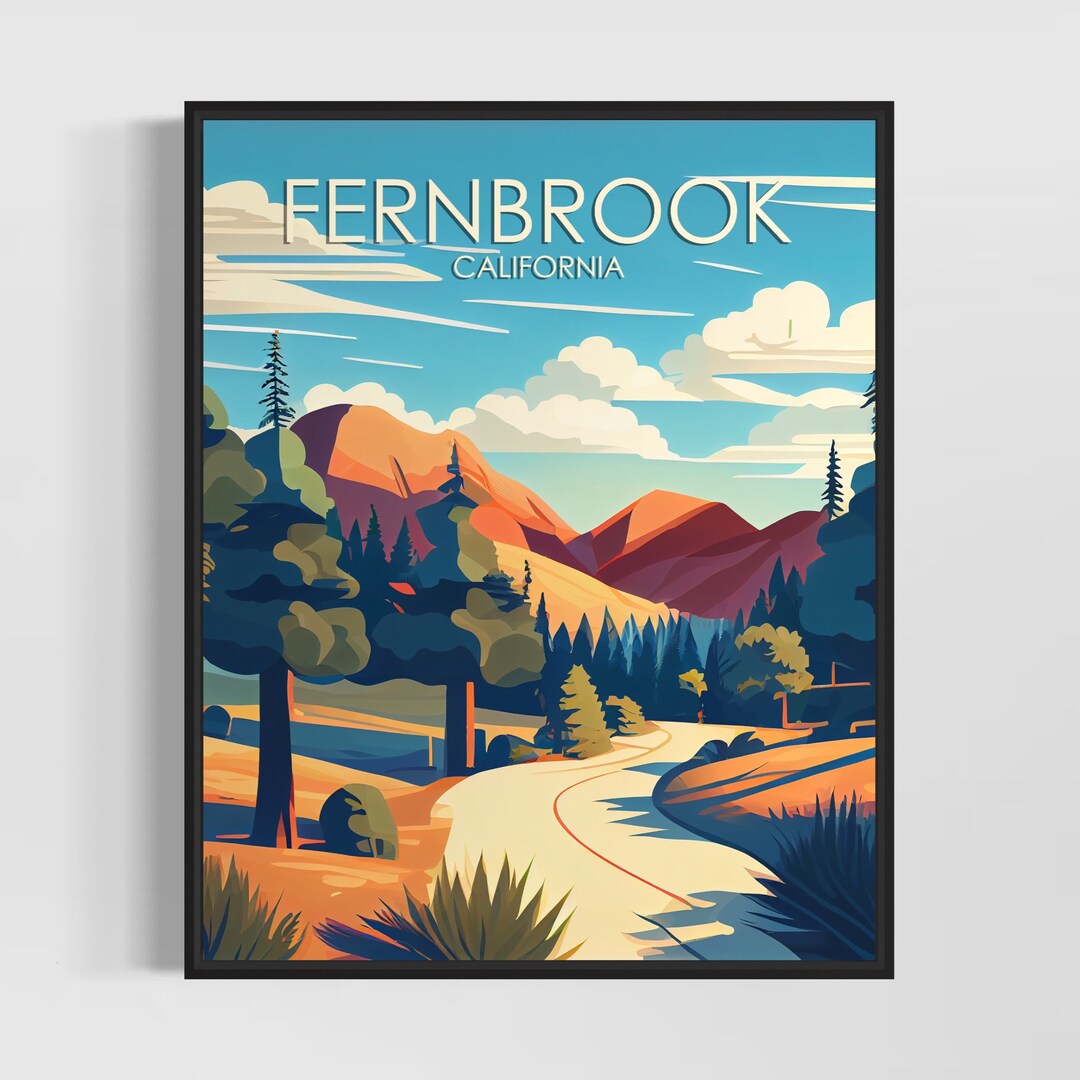 Fernbrook California Retro Art Print, Fernbrook Art Illustration ...