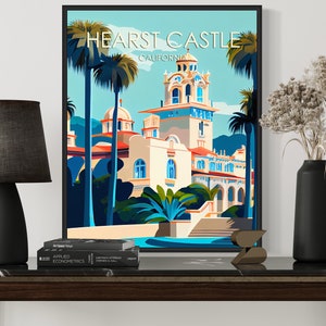Hearst Castle California Retro Art Print, Hearst Castle Art ...