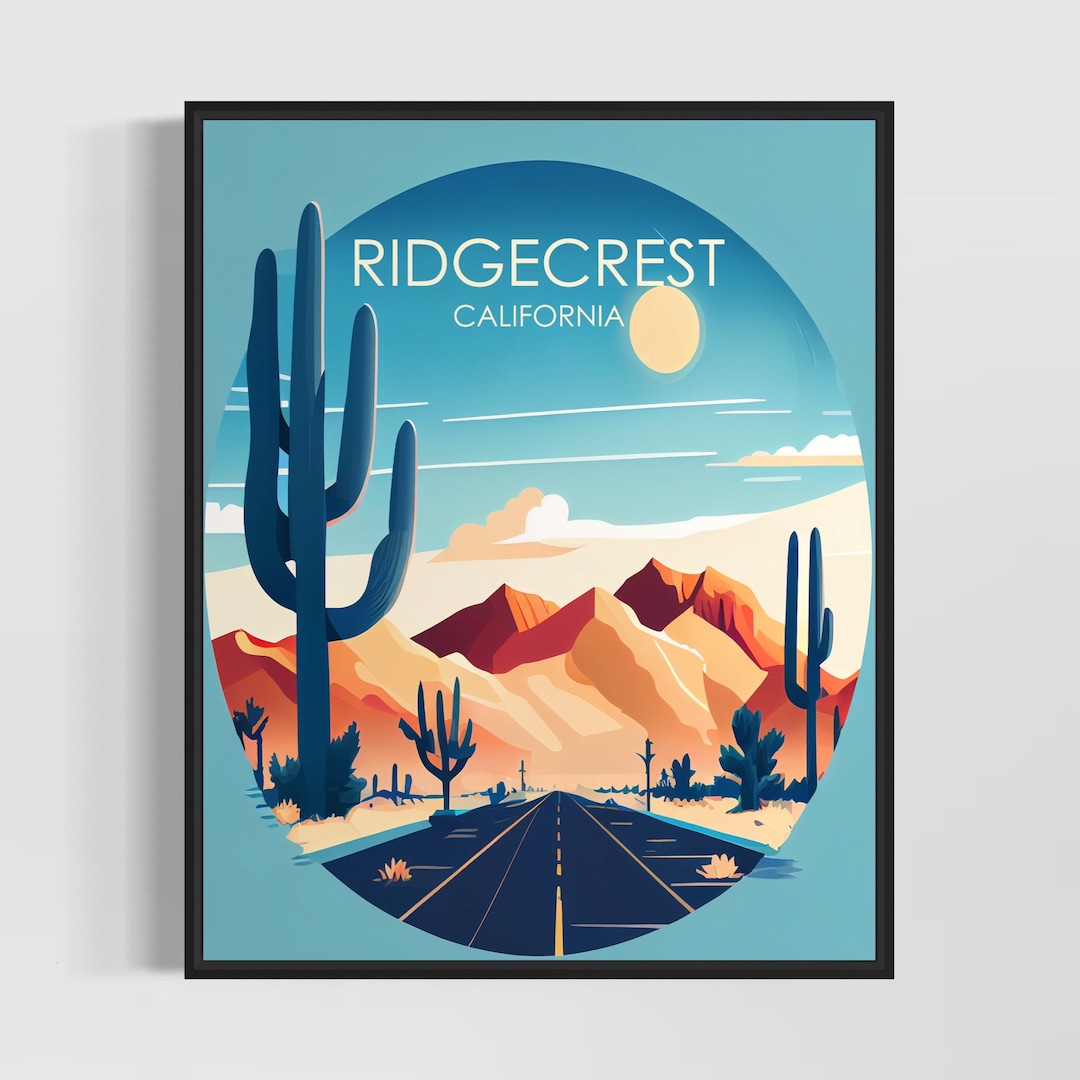 Ridgecrest California Retro Art Print, Ridgecrest Art Illustration ...