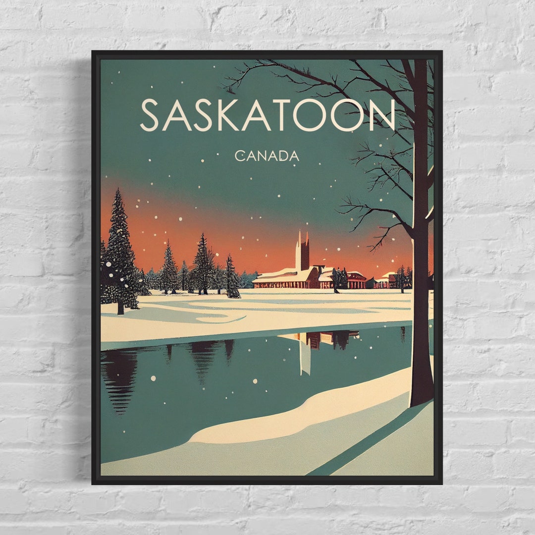 Saskatoon Canada Retro Art Print, Saskatoon Wall Art Illustration ...