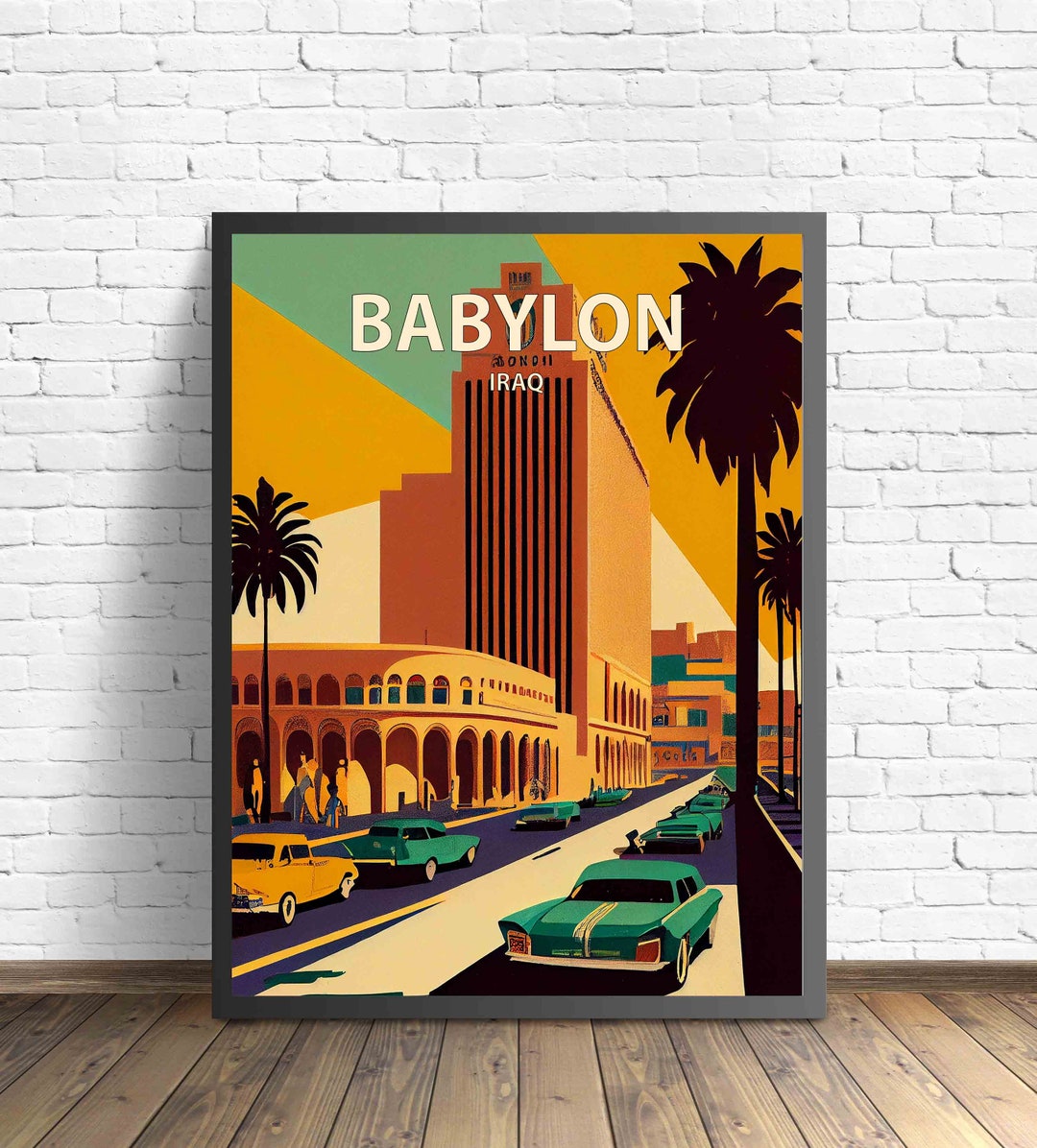 Babylon Iraq Retro Art Print, Babylon Wall Art Illustration, Babylon ...