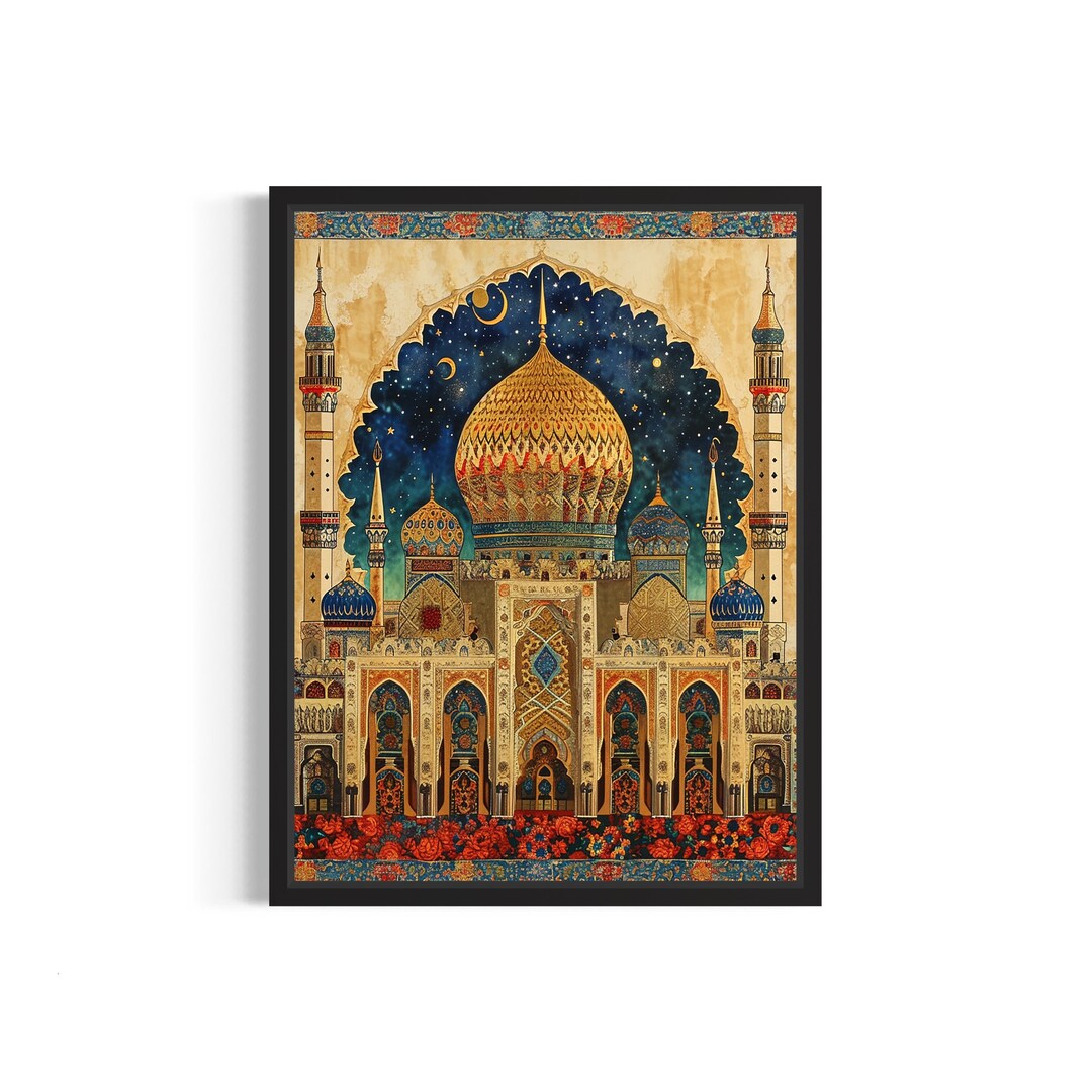 Islamic Building Poster Art Print, Religion Wall Art Decoration Artwork ...