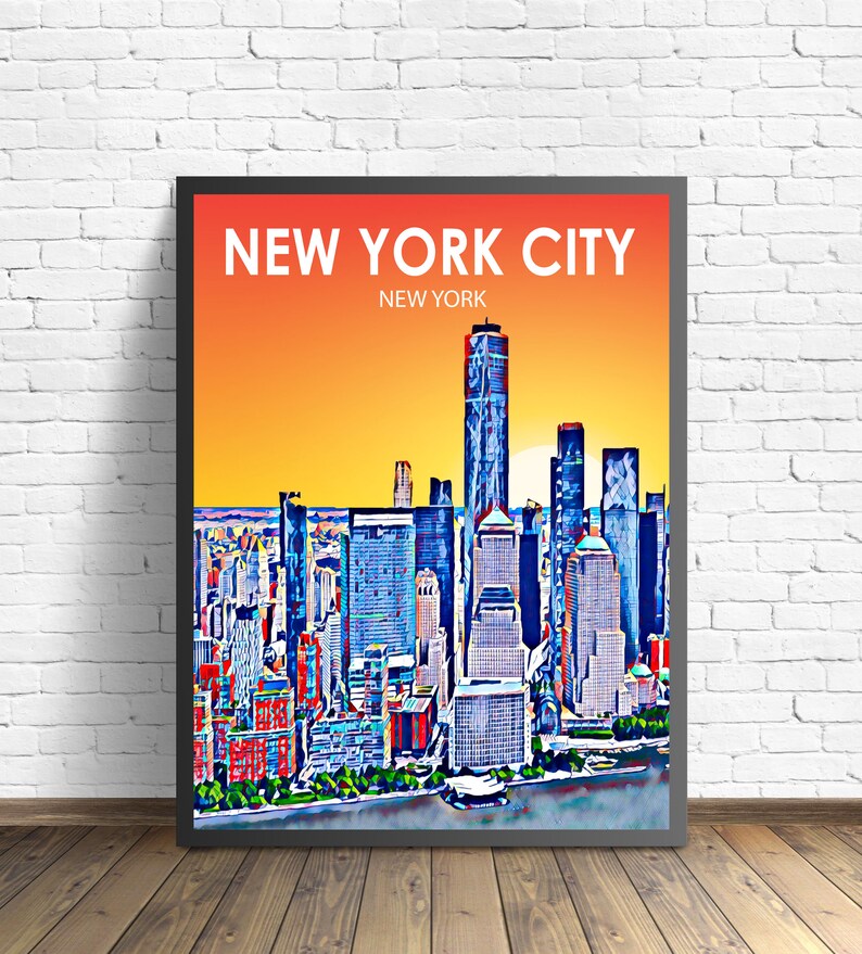 New York City NY Art Poster Sunset Landscape Poster Print - Etsy