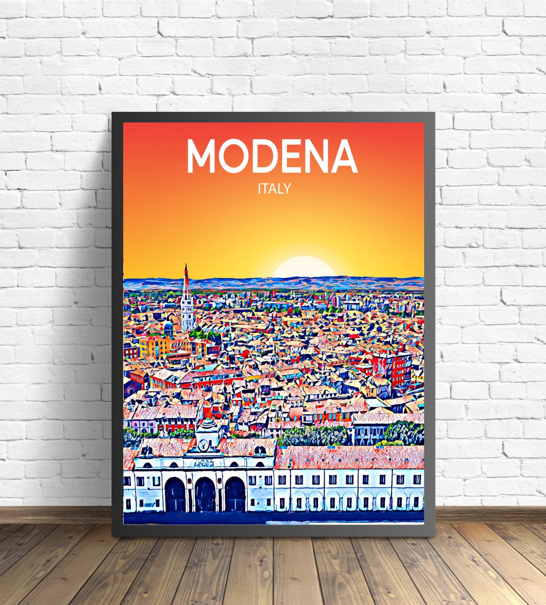 Modena Italy Art Poster Sunset / Night Poster Art Print, Modena City ...