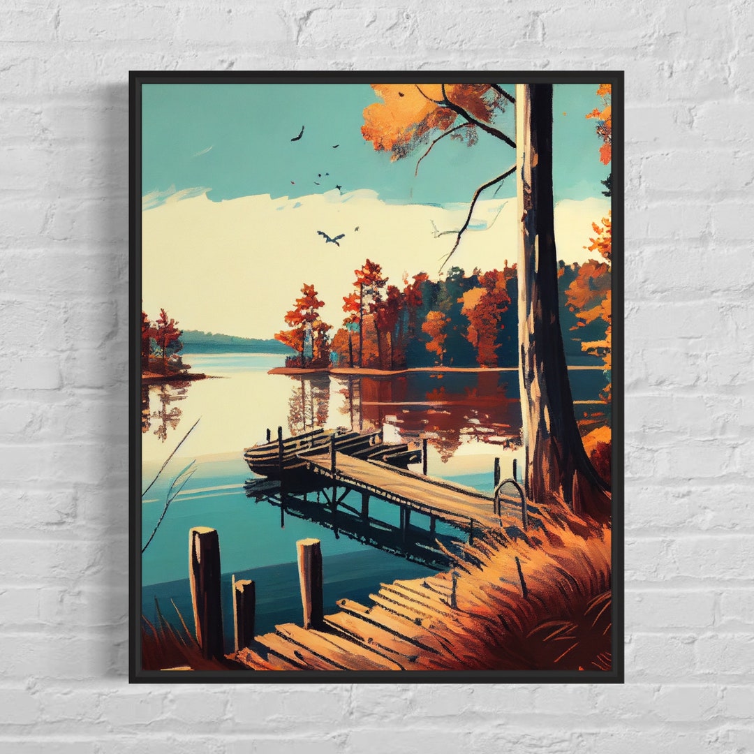 Kerr Lake North Carolina Retro Art Print, Kerr Lake North Carolina Wall ...