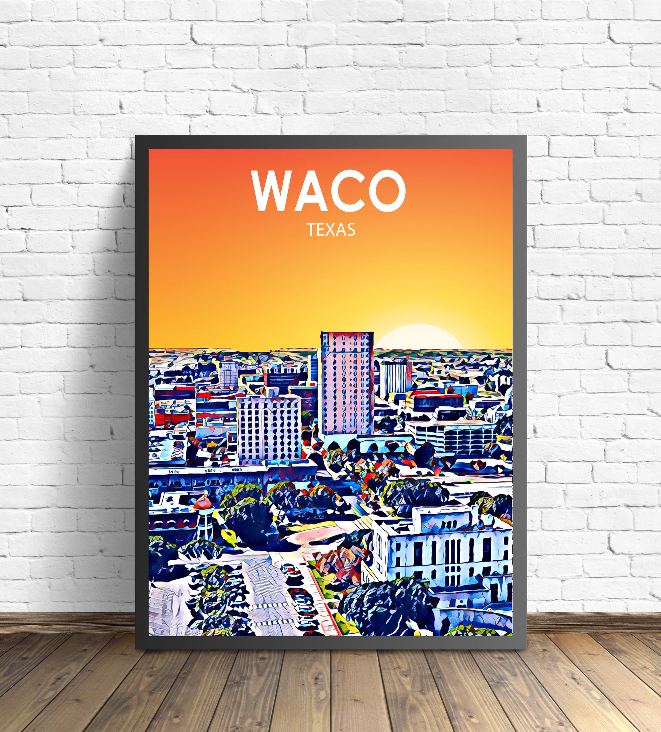 Waco TX Art Poster Texas Sunset Landscape Poster Print Waco - Etsy