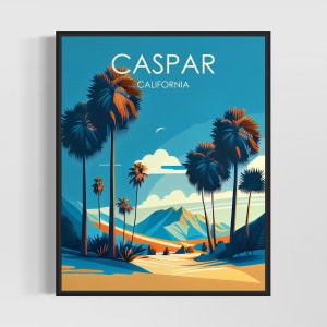 Caspar California Retro Art Print, Caspar Art Illustration, Caspar ...