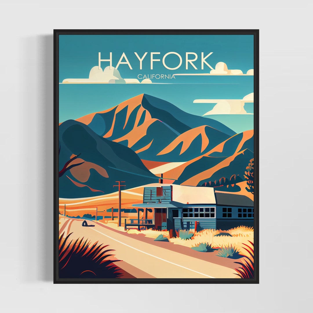Hayfork California Retro Art Print, Hayfork Art Illustration, Hayfork ...