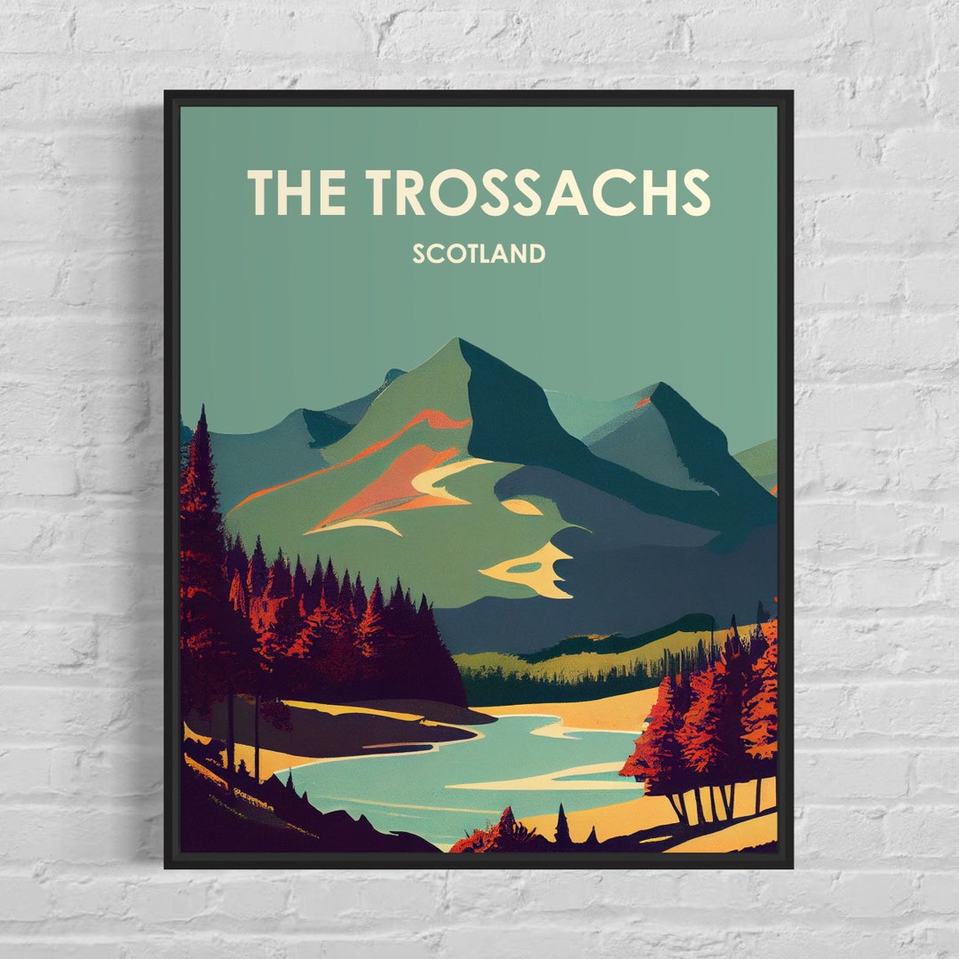 The Trossachs Scotland Retro Art Print, the Trossachs Scotland Wall Art ...