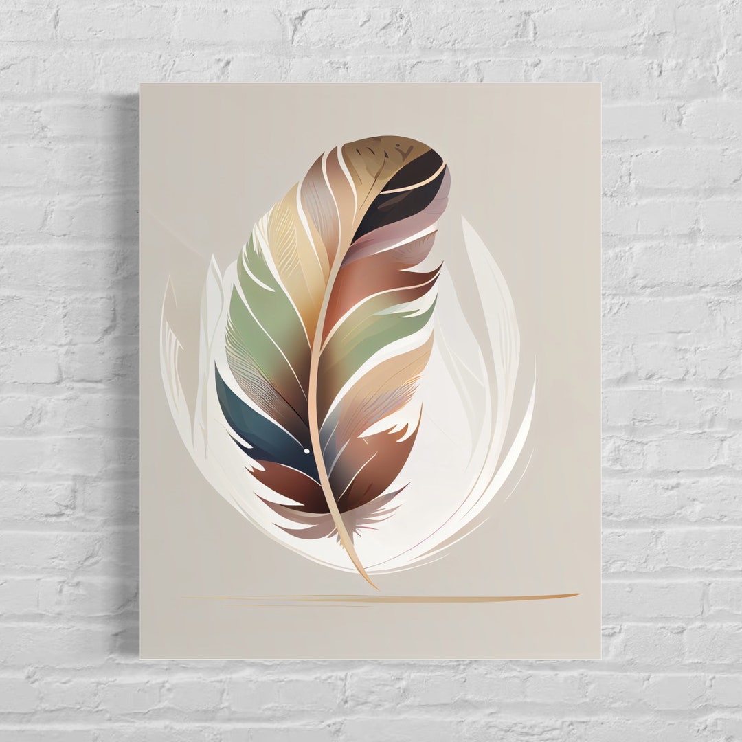 Bird Feather Retro Art Print, Bird Feather Illustration, Bird Feather ...