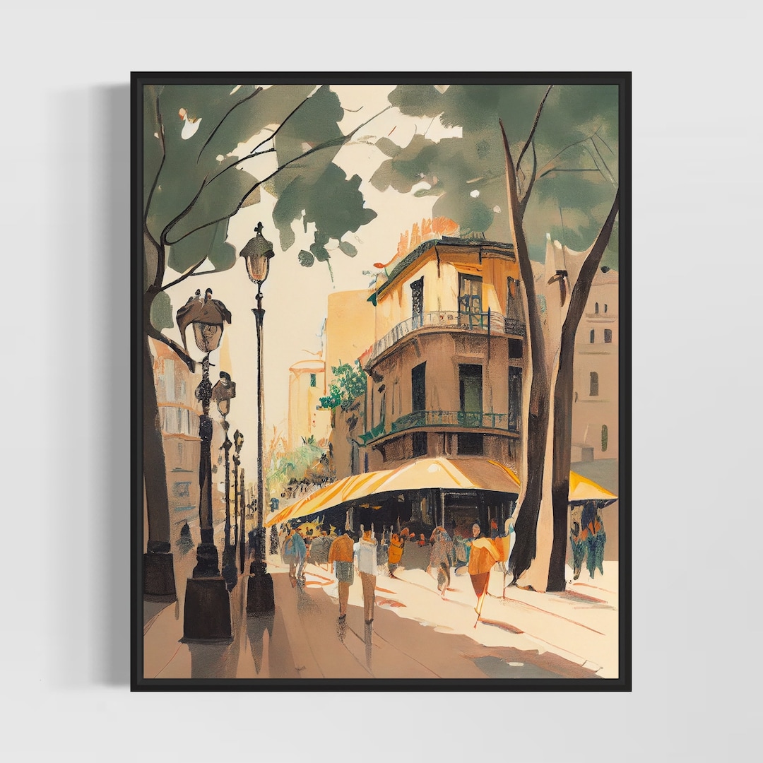 La Rambla Spain Retro Art Print, La Rambla Illustration, La Rambla ...