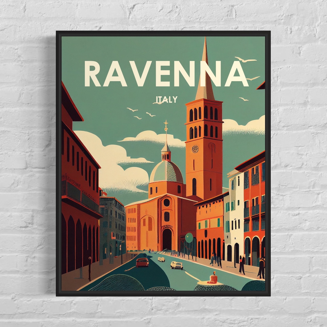 Ravenna Italy Retro Art Print, Ravenna Italy Wall Art Illustration ...