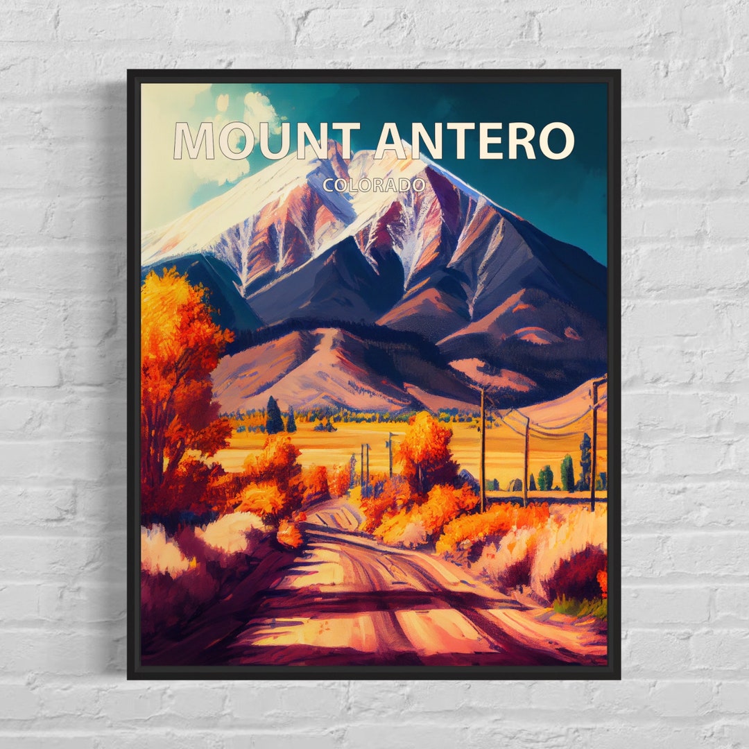 Mount Antero Colorado Retro Art Print, Mount Antero Wall Art Painting ...