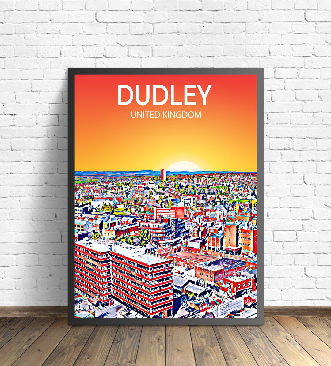 Dudley UK Art Poster Sunset / Night Poster Art Print, Dudley City ...