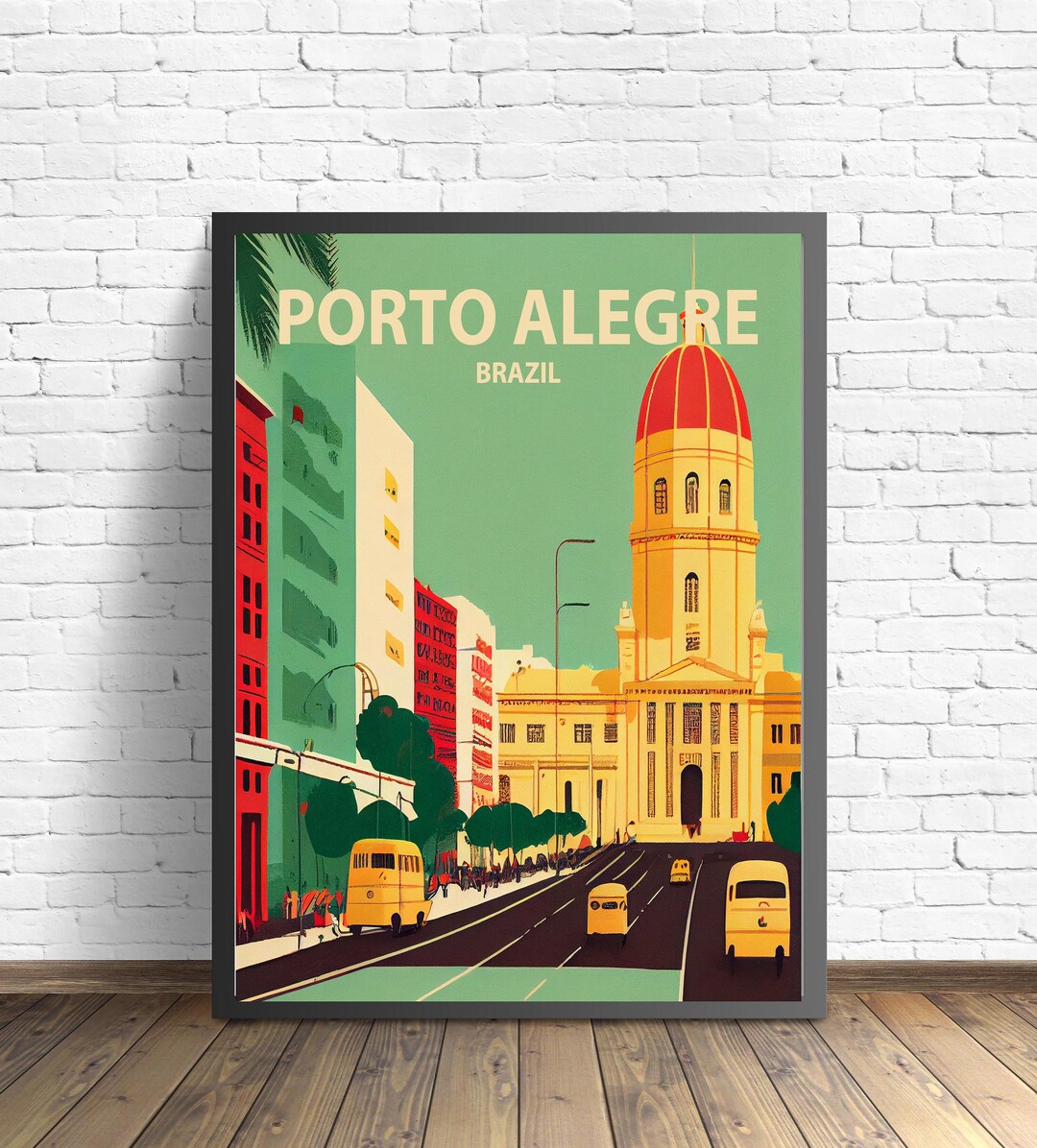Porto Portugal Retro Art Print, Porto Alegre Wall Art Illustration ...