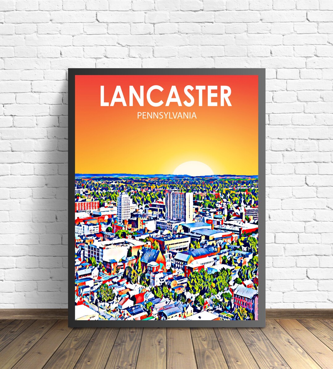 Lancaster PA Art Poster, Pennsylvania Sunset Landscape Poster Print ...