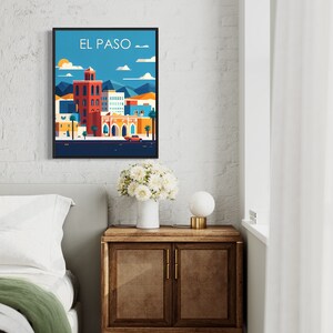 El Paso Retro Art Print, El Paso Wall Art Illustration, El Paso Vintage ...