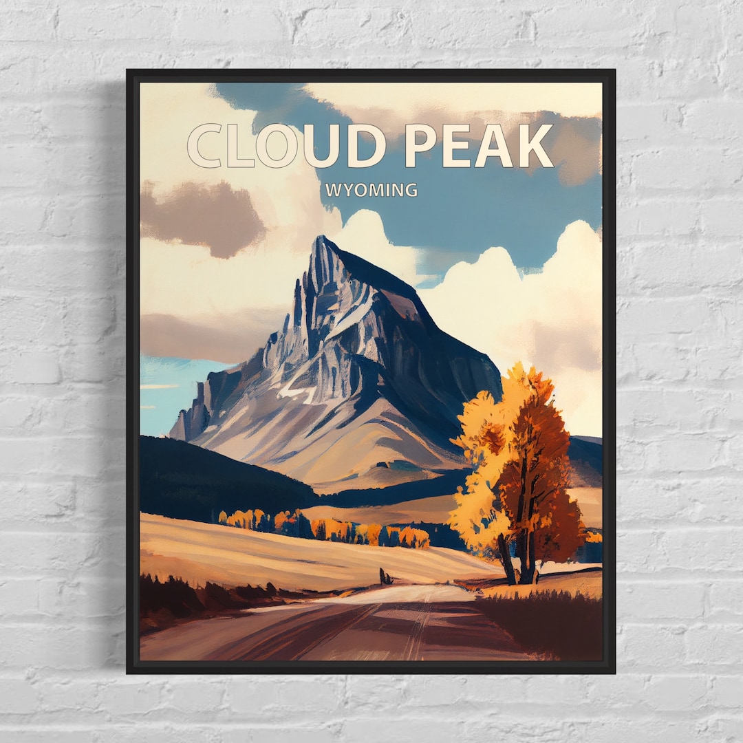 Cloud Peak Wyoming Retro Art Print, Cloud Peak Wall Art Painting, Cloud ...