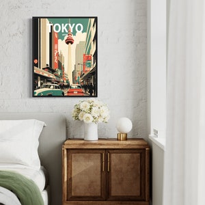 Tokyo Japan Retro Art Print, Tokyo Wall Art Illustration, Tokyo Vintage ...