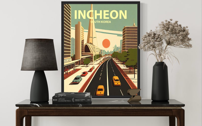 Incheon Retro Art Print Incheon Wall Art Illustration - Etsy