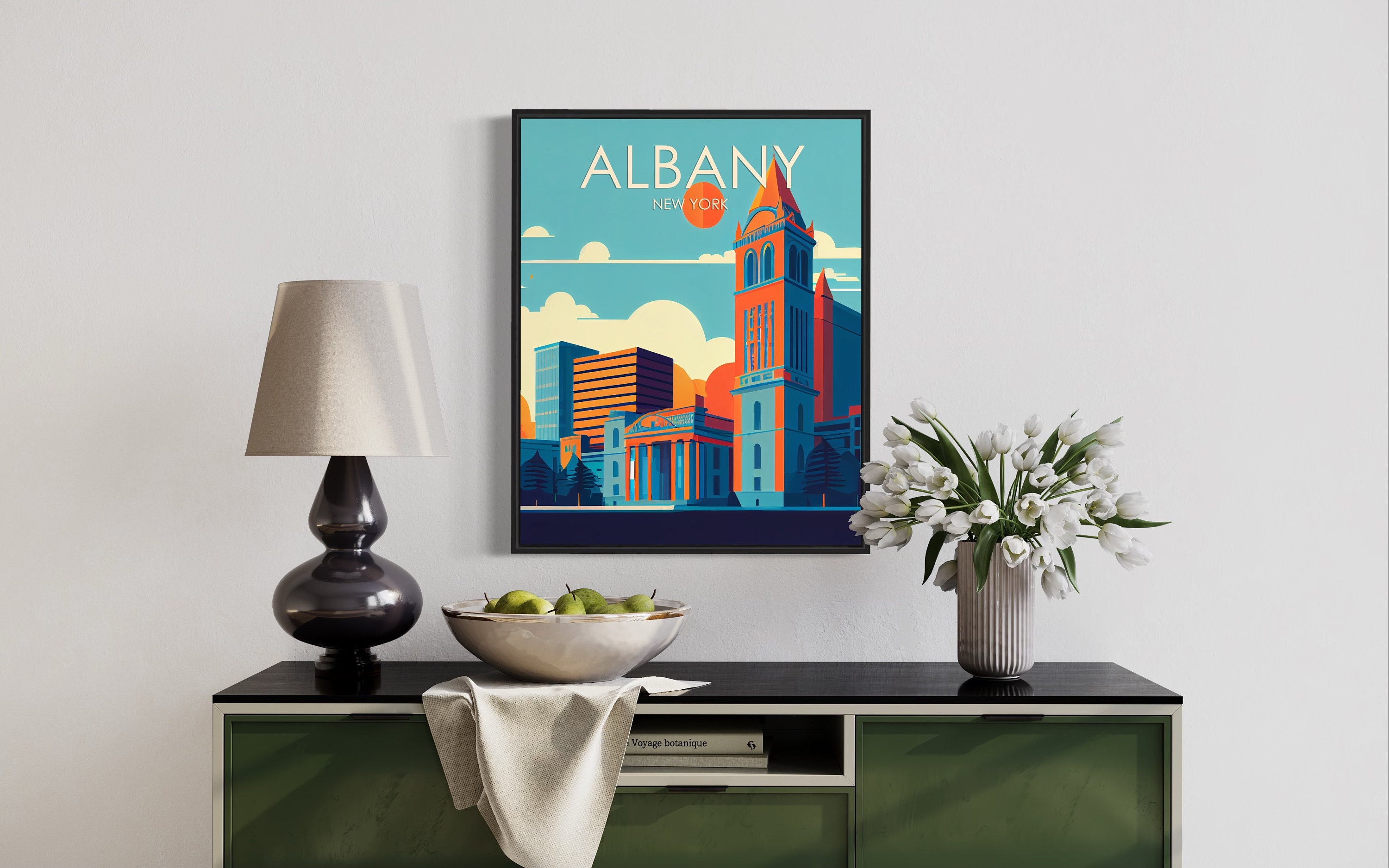 Albany New York Retro Art Print Albany Wall Art Illustration - Etsy