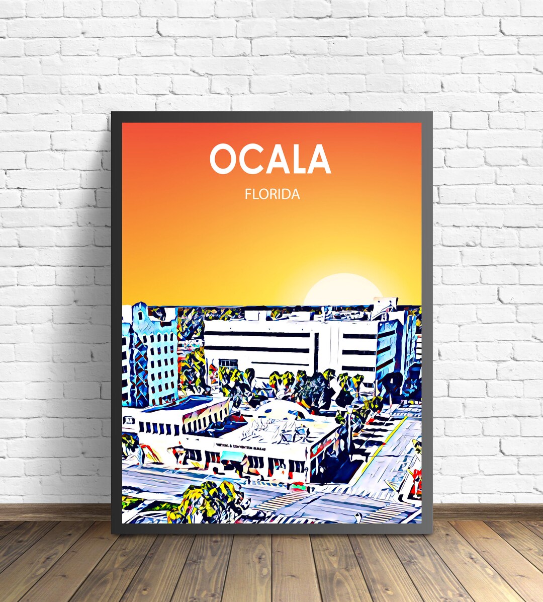 Ocala Art Poster, Florida Sunset Landscape Poster Print, Ocala City ...