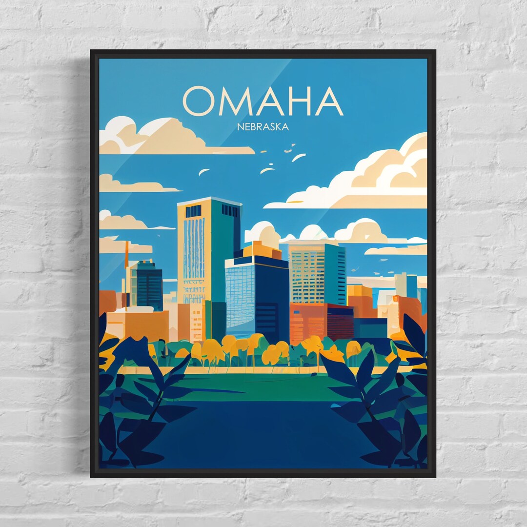 Omaha Nebraska Retro Art Print, Omaha Wall Art Illustration, Omaha ...
