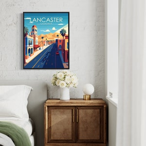 Lancaster California Retro Art Print, Lancaster Art Illustration ...