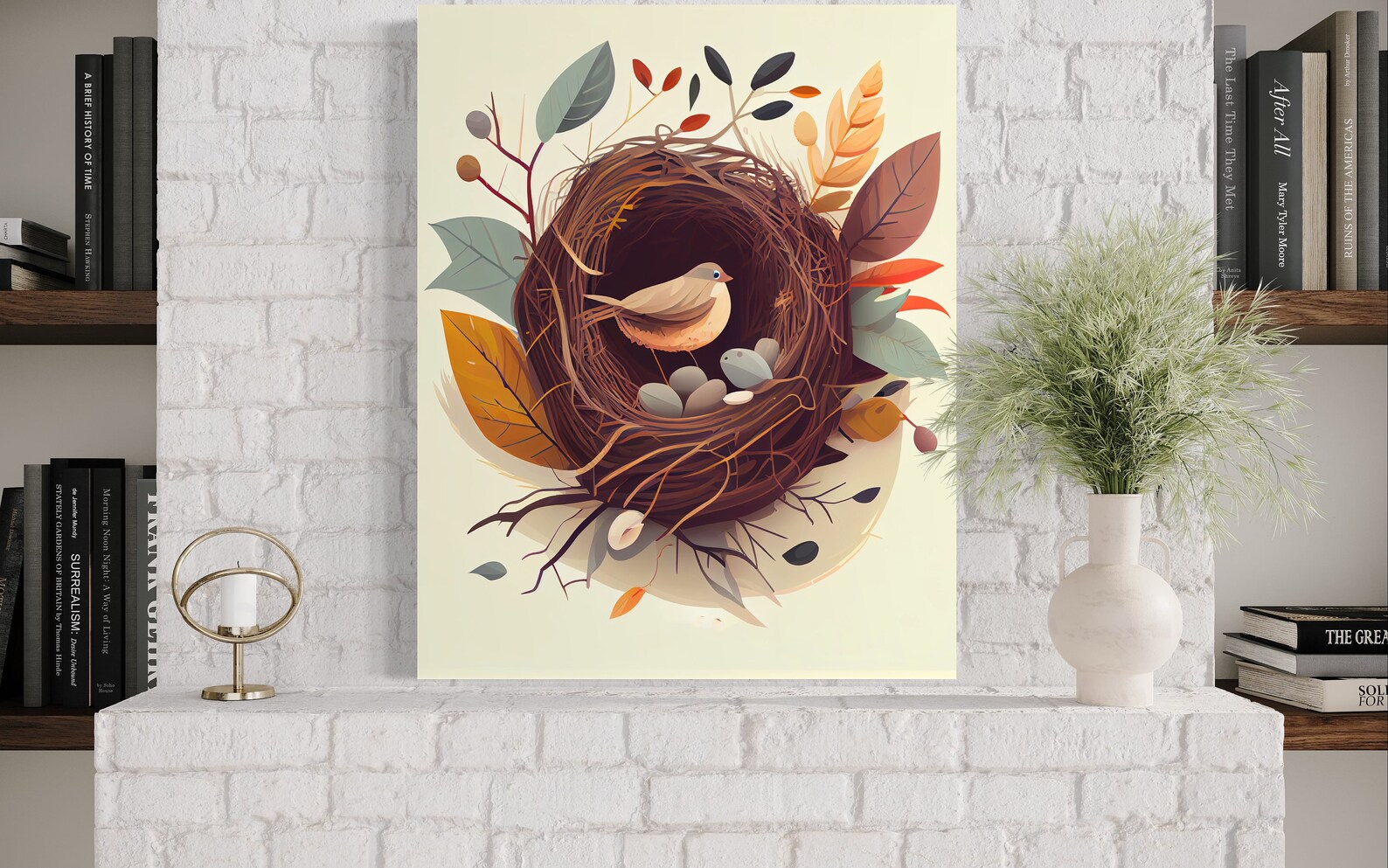 Bird Nest Retro Art Print Bird Nest Illustration Bird Nest - Etsy