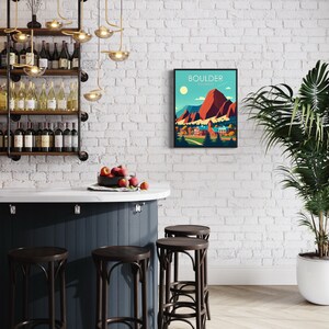 Boulder Colorado Retro Art Print, Boulder Wall Art Illustration ...