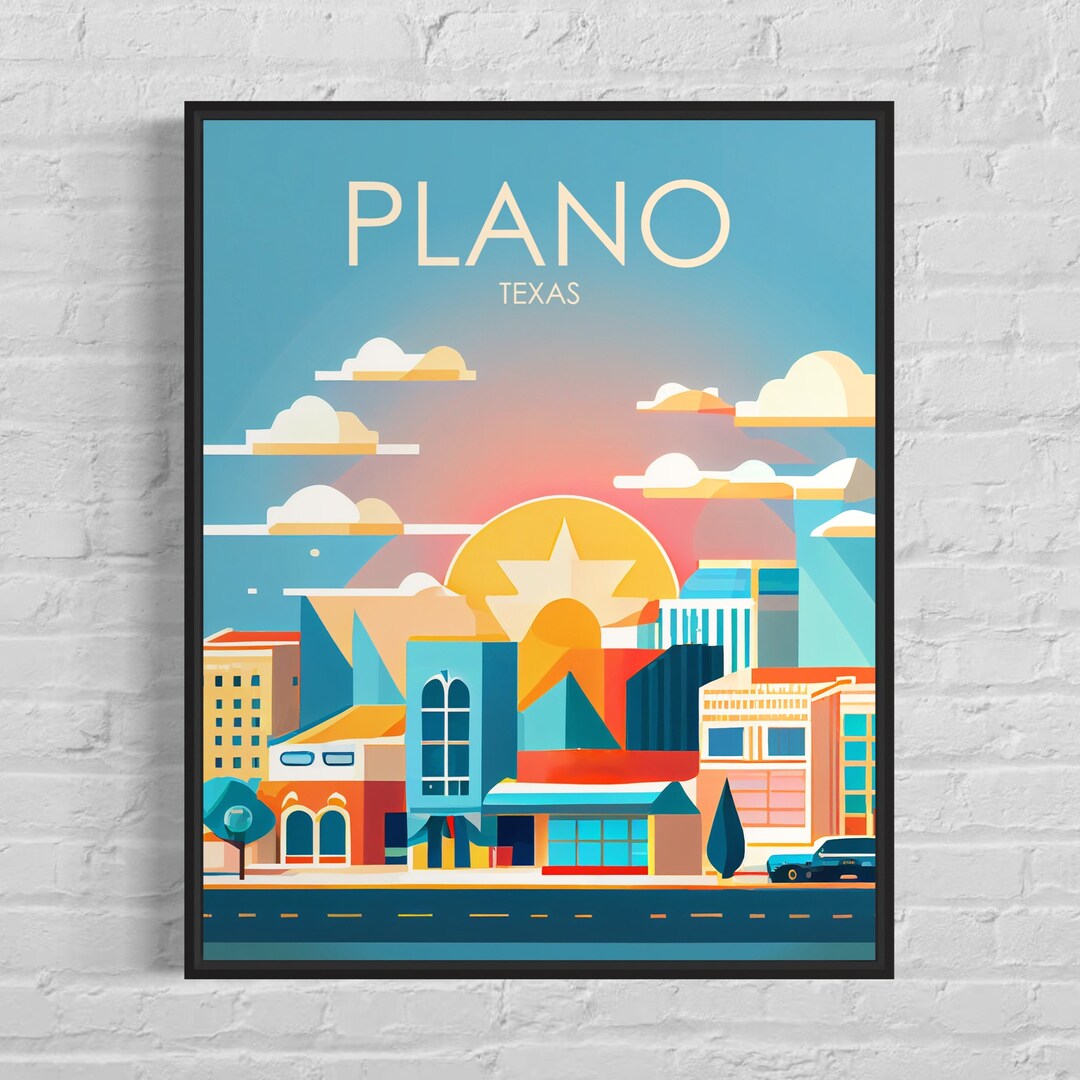 Plano Texas Retro Art Print, Plano Wall Art Illustration, Plano Vintage ...