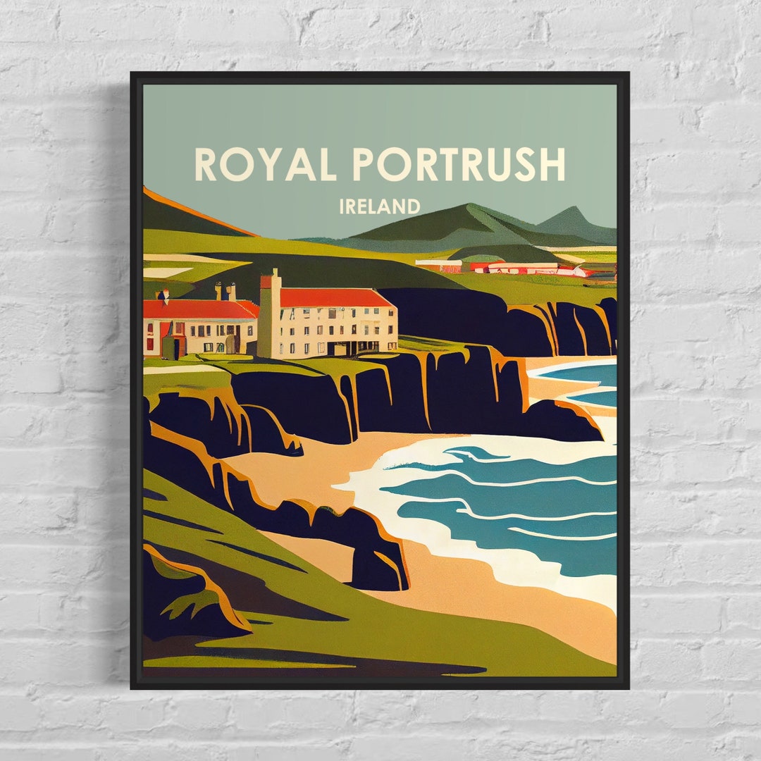Royal Portrush Ireland Retro Art Print, Royal Portrush Ireland Wall Art ...